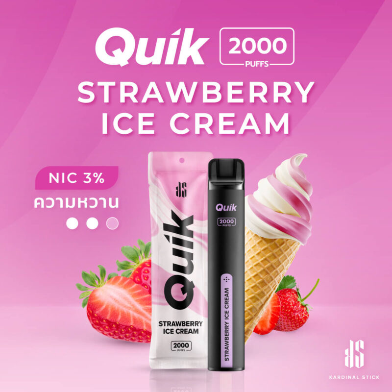 KS Quik 2000 Puffs พอตใช้แล้วทิ้ง Strawberry Ice Cream