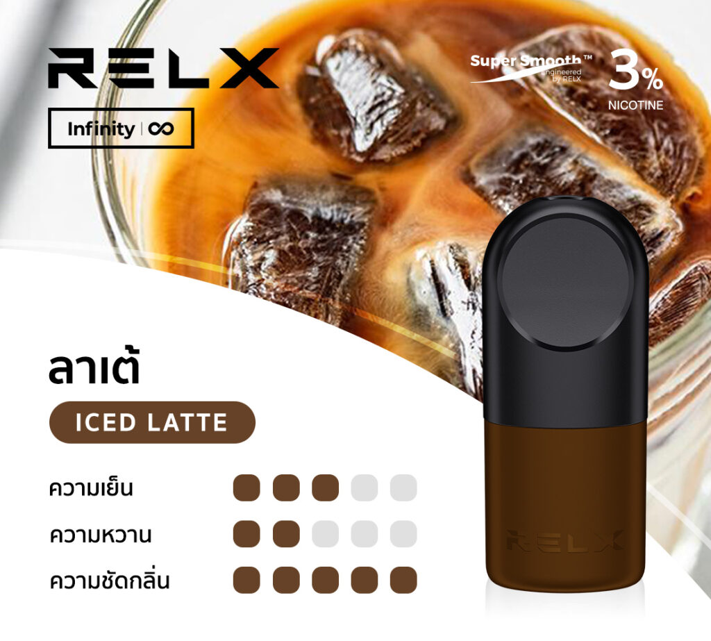 Relx Infinity pod พอต relx กลิ่นลาเต้ Iced Latte