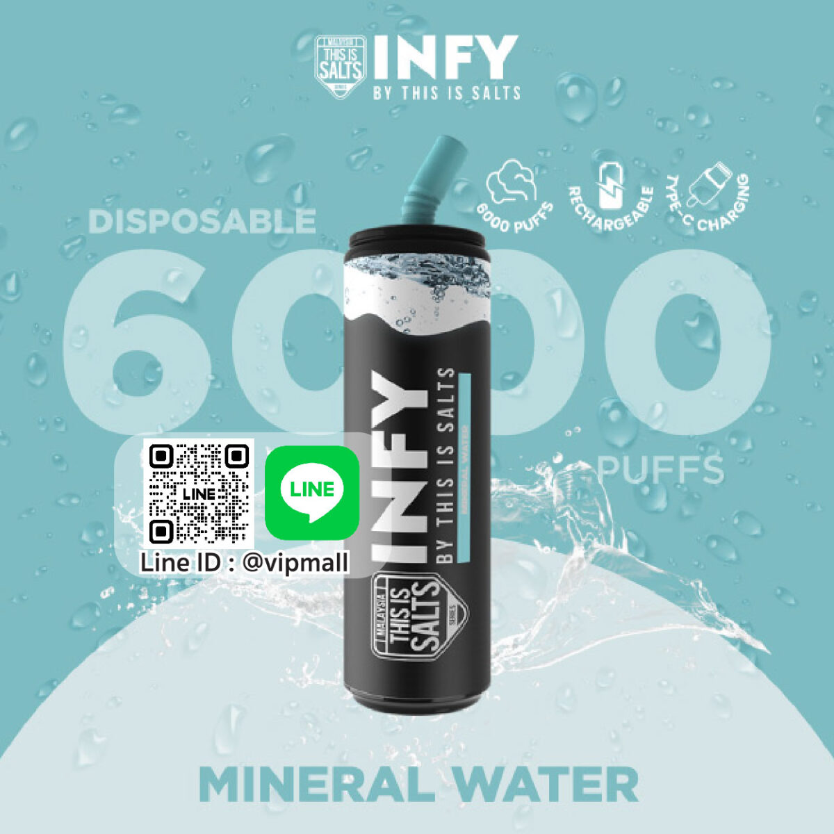 INFY 6000 Puff กลิ่น น้ำแร่ (Mineral Water)